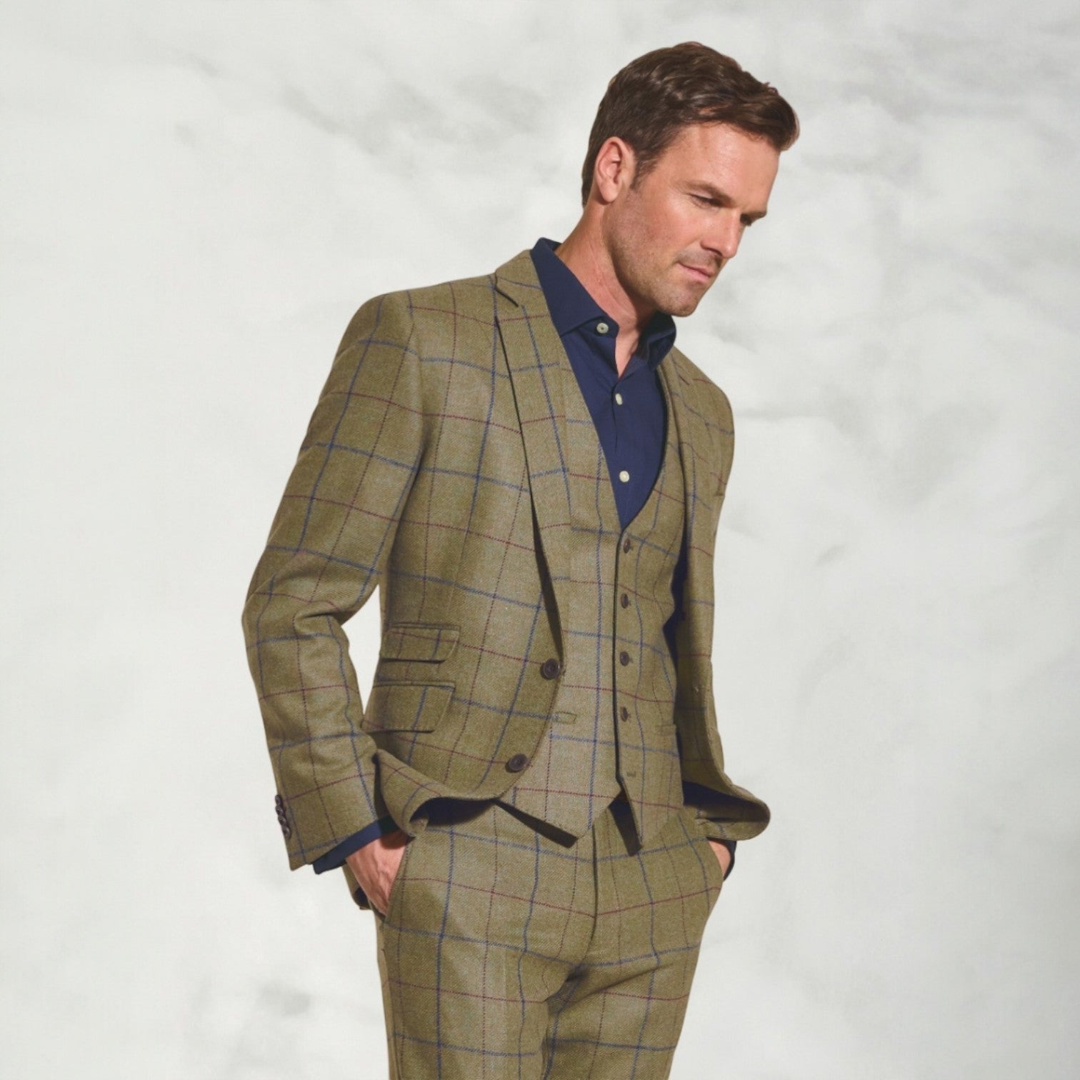 Brook Taverner Haincliffe Green Check Wool Suit Jacket | Cheshire ...